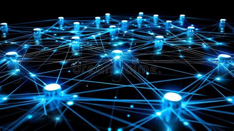 Abstract Network Connection Glowing Nodes And Lines Stock Illustration Illustration Of