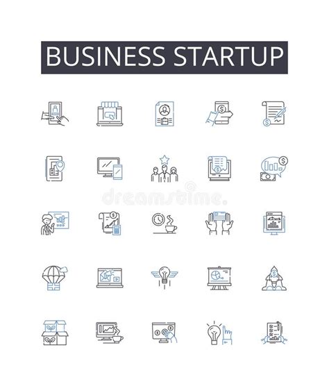 Business Startup Line Icons Collection Entrepreneurial Venture Company Launch New Business