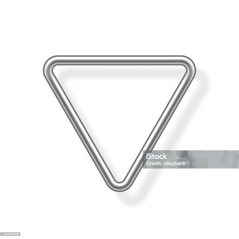 흰색 배경에 그림자가 있는 그림을 위한 은색 삼각형 프레임 그림 그림 카드 또는 사진을 위한 빈 공간 3d 현실적인 강철 튜브 템플릿 벡터 그림입니다 간단한 개체 모형