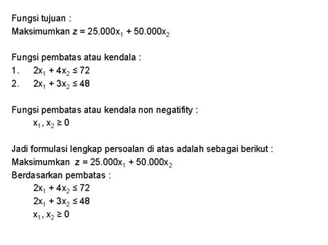 Linear Programming Formulasi Masalah Dan Permodelan Linear Programming