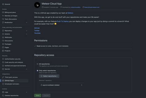 Solved Unable To Connect Github Repo To Meteor Cloud Deployment