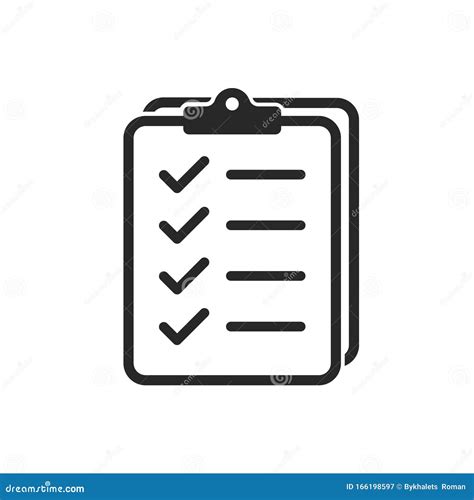 Icon Clipboard Checklist Or Document With Checkmark With Text In Flat Style Stock Illustration