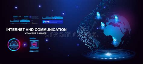 Internet And Communications Vpn Concept Banner World Internet Network Vpn Protection And