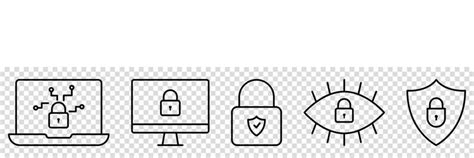 Set Line Security Camera Fire Extinguisher Stone Vector Image