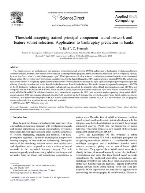 Pdf Threshold Accepting Trained Principal Component Neural Network And Feature Subset