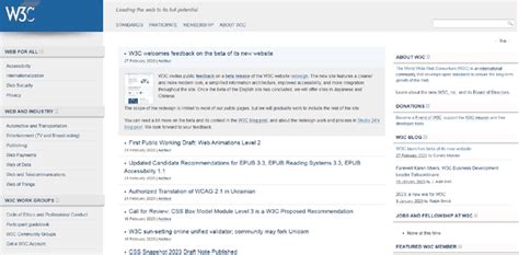 w3c launches beta of new website redesign