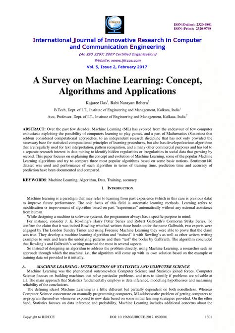 Pdf A Survey On Machine Learning Concept Algorithms And Applications
