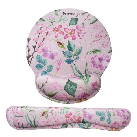 Insten Floral Mouse Pad With Wrist Support And Keyboard Wrist Rest Ergonomic Easy Typing