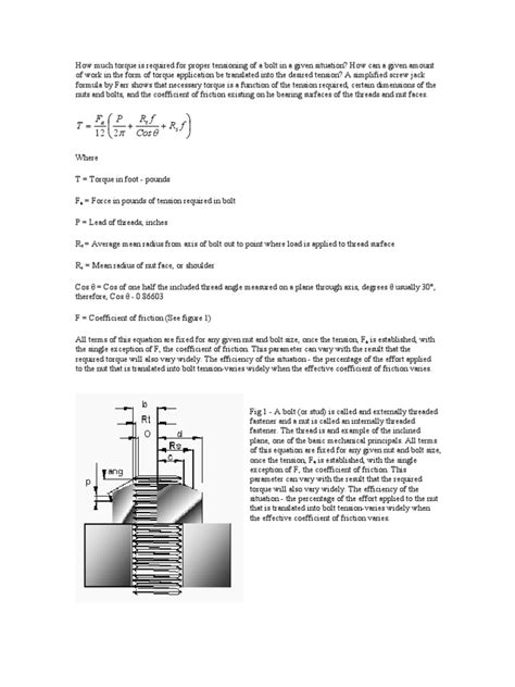 Bolt Torque Equations Pdf Nut Hardware Screw