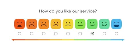 만족도 평가 서비스 수준 개념 피드백 Emoji 벡터 검토 및 서비스 평가 또는 프리미엄 벡터