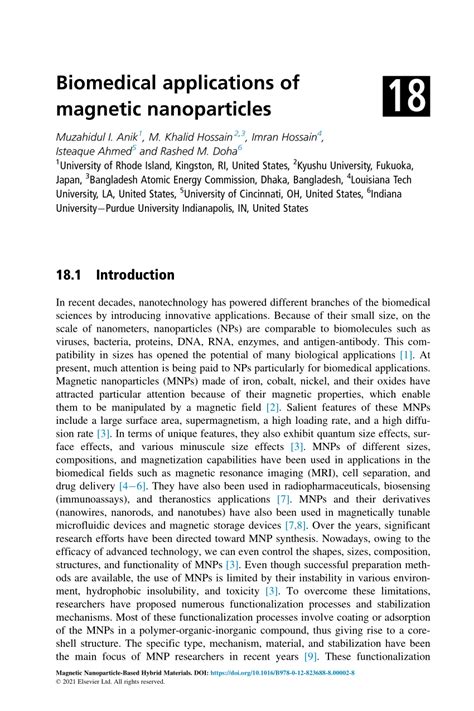 Pdf Biomedical Applications Of Magnetic Nanoparticles