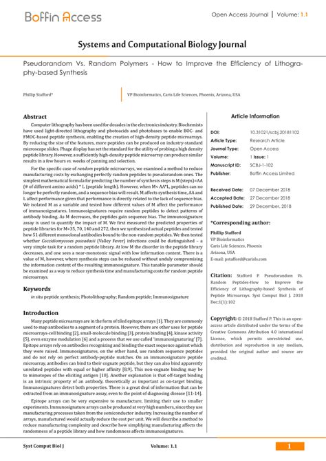 PDF Pseudorandom Vs Random Polymers How To Improve The Efficiency Of Lithography Based