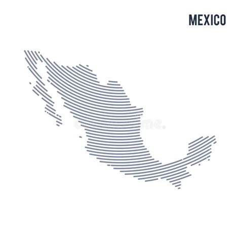 Vector Abstract Hatched Map Of Mexico With Curve Lines Isolated On A White Background Stock