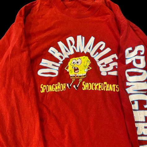 Vintage Spongebob Squarepants Barnacles Red Cartoon L Gem