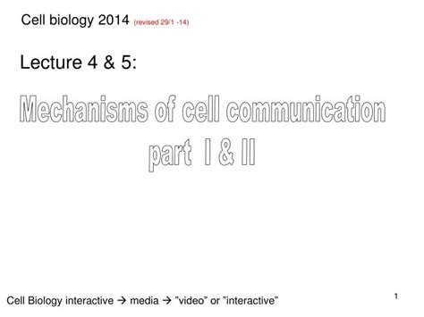 PPT Mechanisms Of Cell Communication Part I II PowerPoint Presentation ID