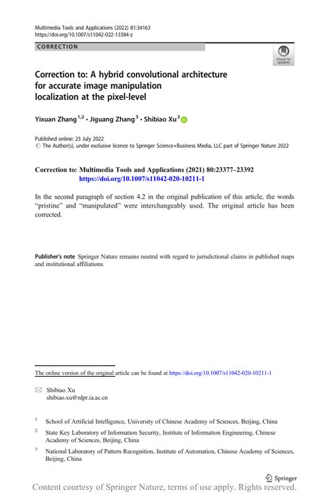 Correction To A Hybrid Convolutional Architecture For Accurate Image