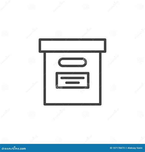 Office File Box Line Icon Stock Vector Illustration Of Outline