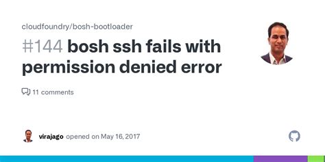 bosh ssh fails with permission denied error · issue 144 · cloudfoundry