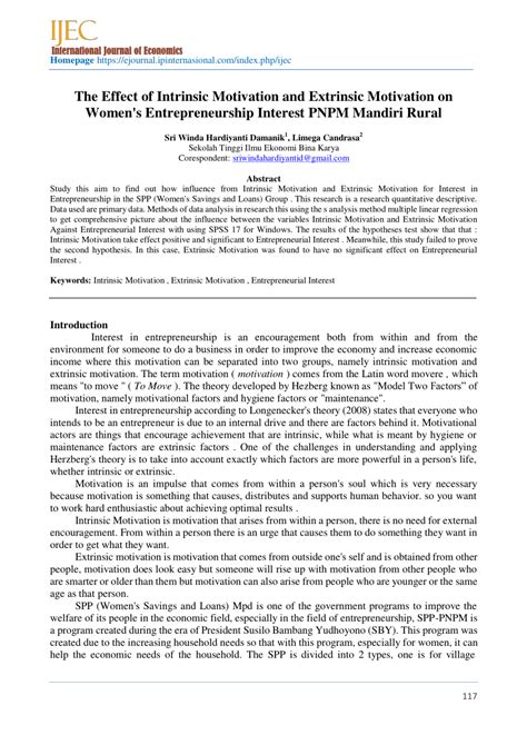 pdf the effect of intrinsic motivation and extrinsic motivation on