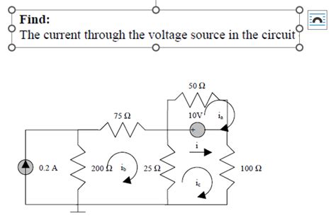 solved find the current through the voltage source in the