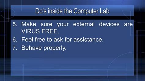 Do S Don Ts Inside A Computer Lab PPTX