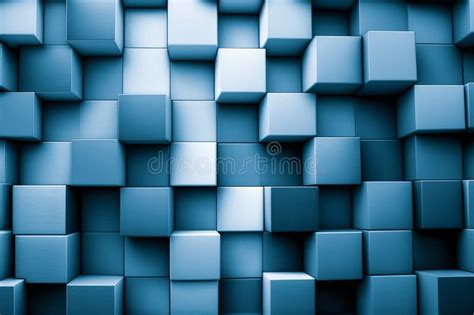 Abstract Background Of Cube Blocks Wall Stacking Blue Design Stock Illustration Illustration