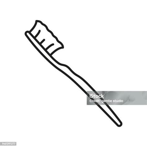 칫솔 라인 아이콘입니다 치과 매일 위생 액세서리 선형 픽토그램 구강 위생 및 건강 도구 표시 치아 관리 장비 개요 기호입니다