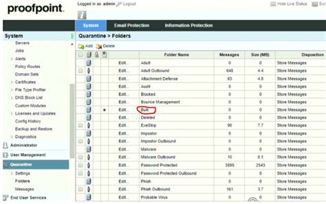 problem test result of bulk email on proofpoint device download