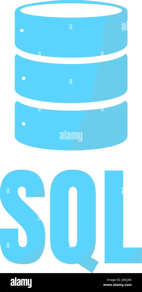SQL Database Icon Logo Design UI Or UX App Blue Inscription With Shadow Stock Vector Image