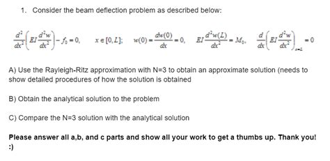 Consider The Beam Deflection Problem As Described Chegg