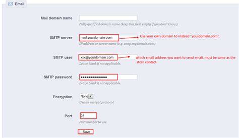 how to configure smtp setting for my prestashop myasp