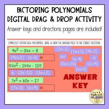 Factoring Polynomials Drag Drop Digital Activity By Math With Ms Rivera