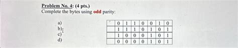 Solved Problem No 4 4 Pts Complete The Bytes Using Odd