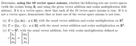 Solved Determine Using The Vector Space Axioms Whether Chegg