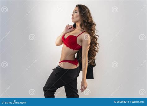 Mixed Race Model Poses In A Business Suit In A Studio Environment Stock Photo Image Of Beauty