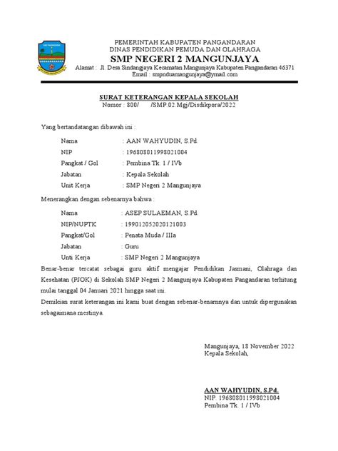 Surat Keterangan Mengajar Pdf