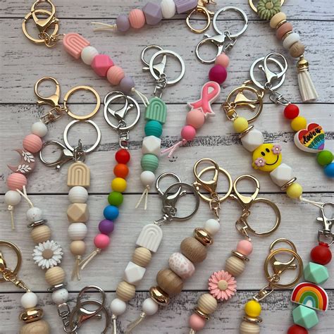 Handmade Silicone Bead Keyrings Over 40 Styles Etsy Silicone Beads