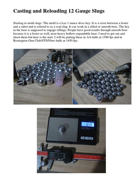 Casting And Reloading 12 Gauge Slugs Pdf Military Technology Ammunition
