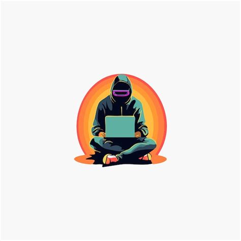 premium vector hacker sitting with notebook on lap doing bad