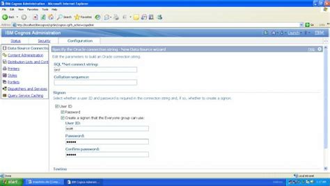 Create A Data Source Connection Using IBM Cognos Connection