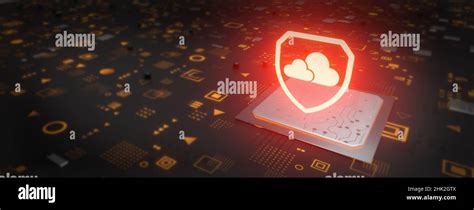 Red Shield Digital Cloud Computing Cyber Security Digital Data Network Protection Future