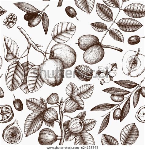 Seamless Pattern Hand Drawn Trees Sketch Stock Vector Royalty Free Shutterstock