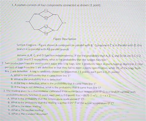 Solved A System Consists Of Four Components Connected As Chegg