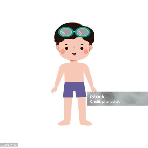 여름 방학에 수영복을 입고 있는 아이 귀여운 아이 만화 수영장 파티 캐릭터 해변 고립된 백색 배경 벡터 삽화 건강한 생활방식에