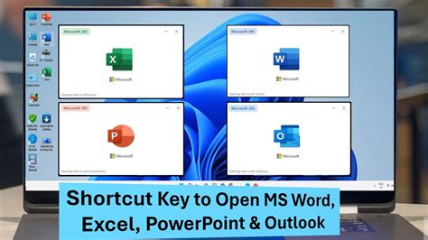 shortcut key to open ms word excel powerpoint and outlook youtube