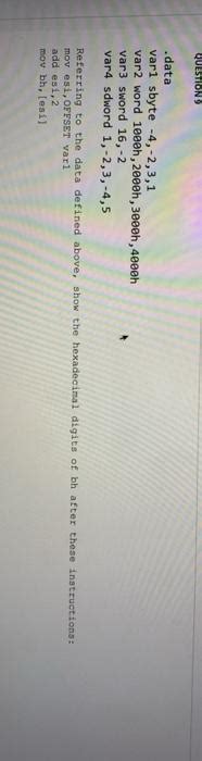 solved question 9 data vari sbyte 4 2 3 1 var2 word