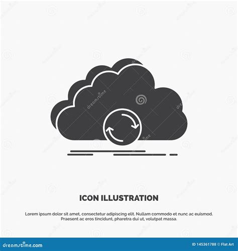 Cloud Syncing Sync Data Synchronization Icon Glyph Vector Gray