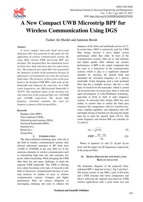 Pdf A New Compact Uwb Microstrip Bpf For Wireless Communication Using Dgs