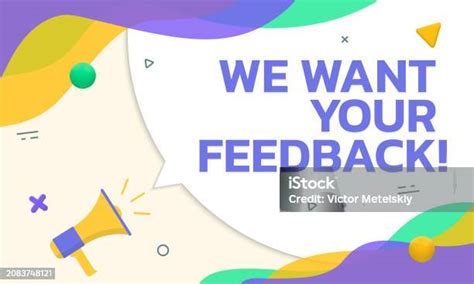 피드백 배너를 원합니다 확성기 말풍선 및 추상적 배경을 가진 고객 의견 조사 개념 벡터 일러스트 레이 션입니다 포스터에 대한 스톡 벡터 아트 및 기타 이미지 Istock