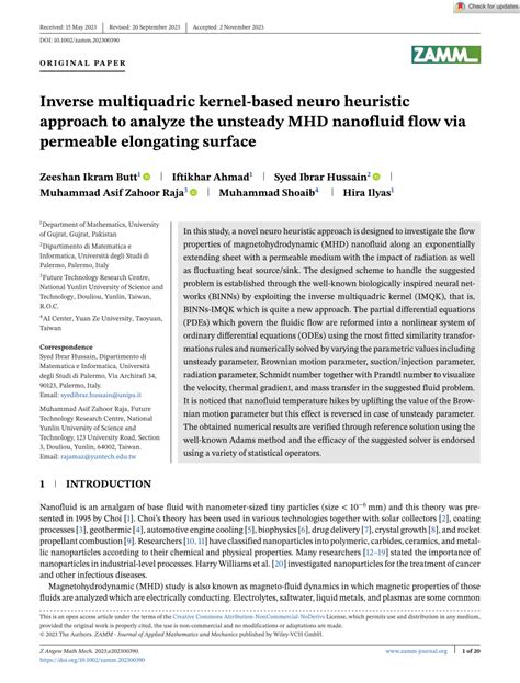 Pdf Inverse Multiquadric Kernel Based Neuro Heuristicapproach To Analyze The Unsteady Mhd